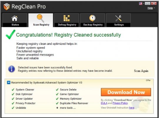 What are the different features of RegClean Pro?